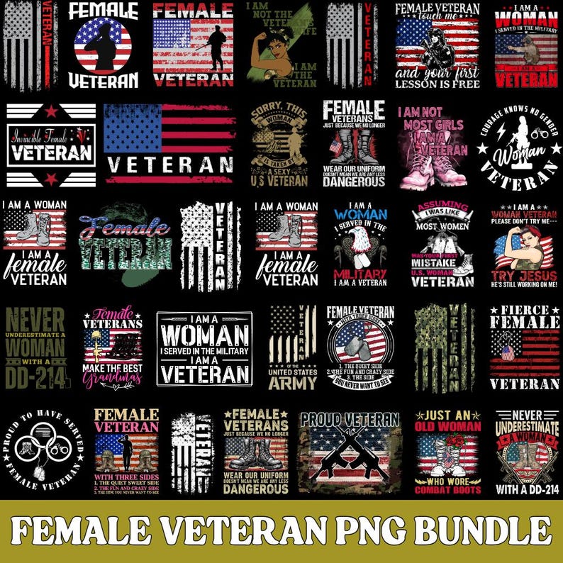 Female Veteran PNG Bundle - Funny Military Quote Cut File (digital ...