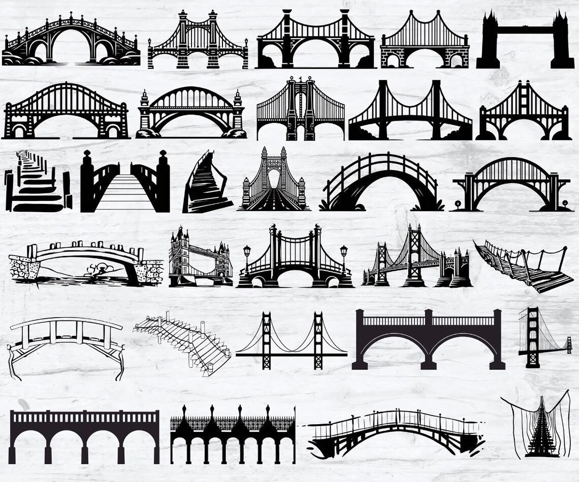 Bridge Svg Bundle, Bridge Png, Wooden Bridges Clipart, Path Dxf ...