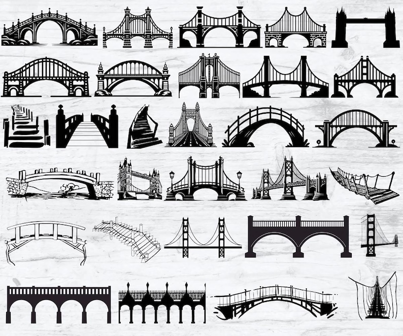Bridge Svg Bundle, Bridge Png, Wooden Bridges Clipart, Path Dxf ...