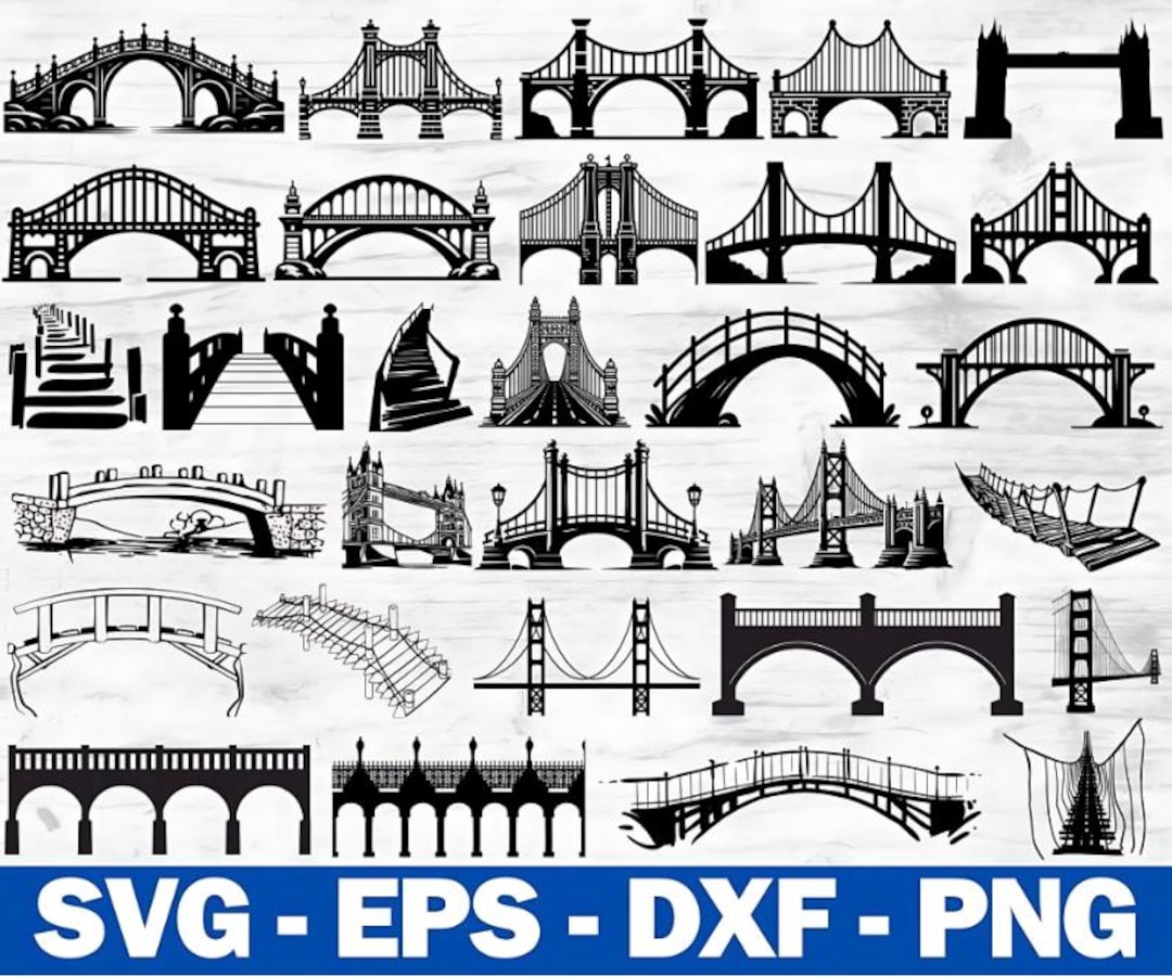 Bridge SVG Bundle, Path Silhouette, Golden Gate Cricut (digital Files ...