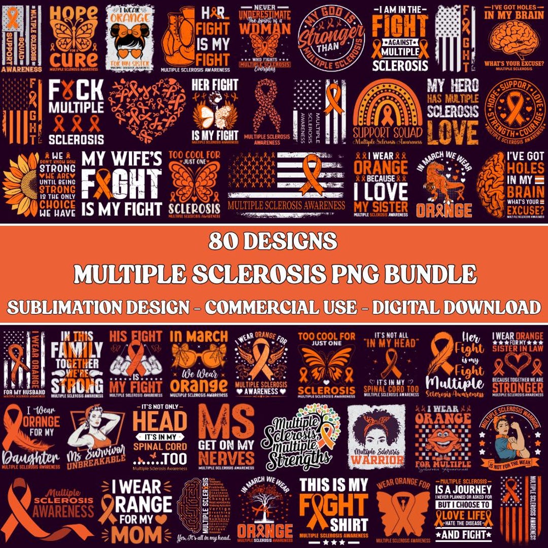 80+ Multiple Sclerosis Awareness PNG Bundle, MS Warrior Fighter Designs ...