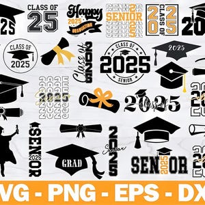 2025 Graduation SVG Bundle: Cap, Diploma, Cake Topper (digital Download ...
