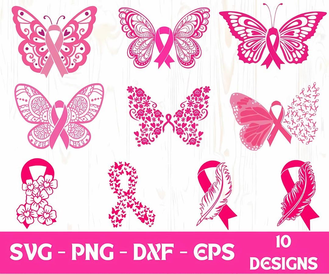 Butterfly Cancer Awareness Ribbon SVG: 10 Designs (digital Files) - Etsy