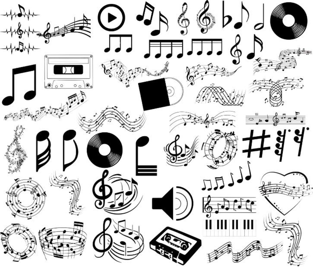 Music Notes Svg Bundle, Guitar Note Svg, Musical Notes Clipart, Music ...