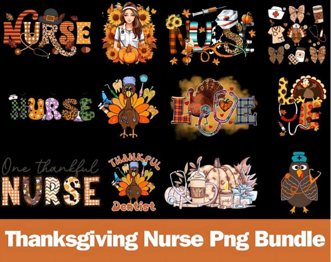 Thanksgiving Nurse PNG Bundle: Fall Sublimation Designs (digital ...