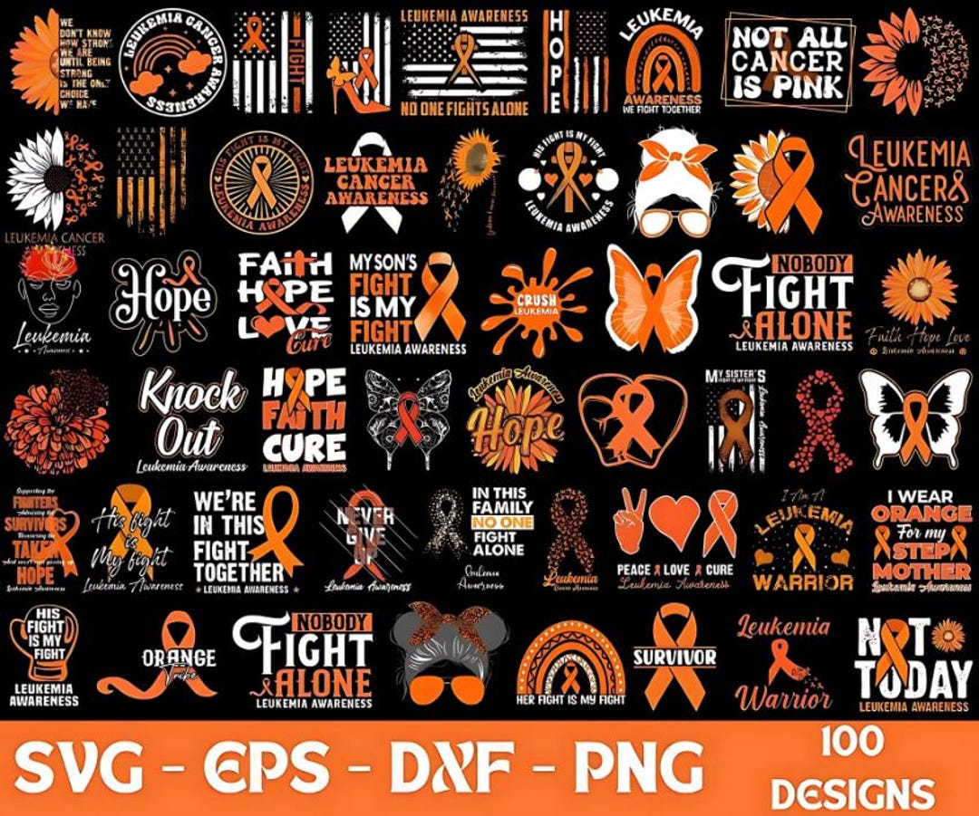 Leukemia Awareness Svg Png Bundle, Orange Ribbon Svg, Leukemia Cancer ...