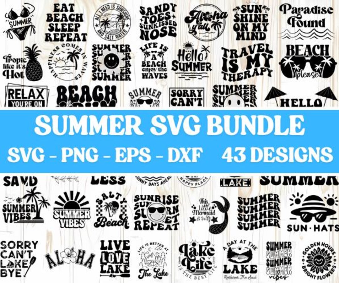 Retro Summer SVG Bundle: Beach & Summertime Designs (digital Download ...