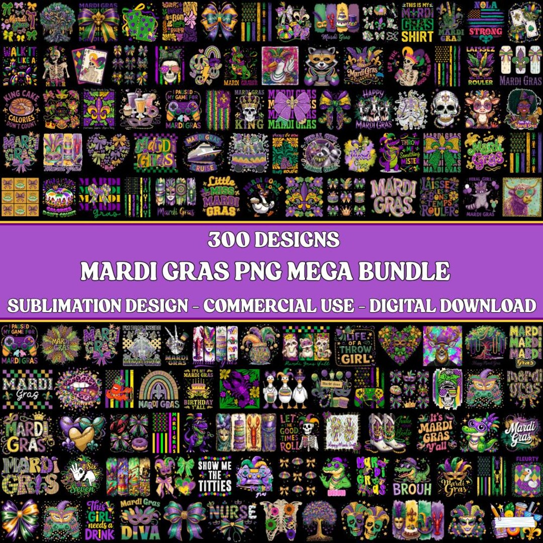 300+ Mardi Gras Png Mega Bundle: Fleur De Lis Coquette, Louisiana ...