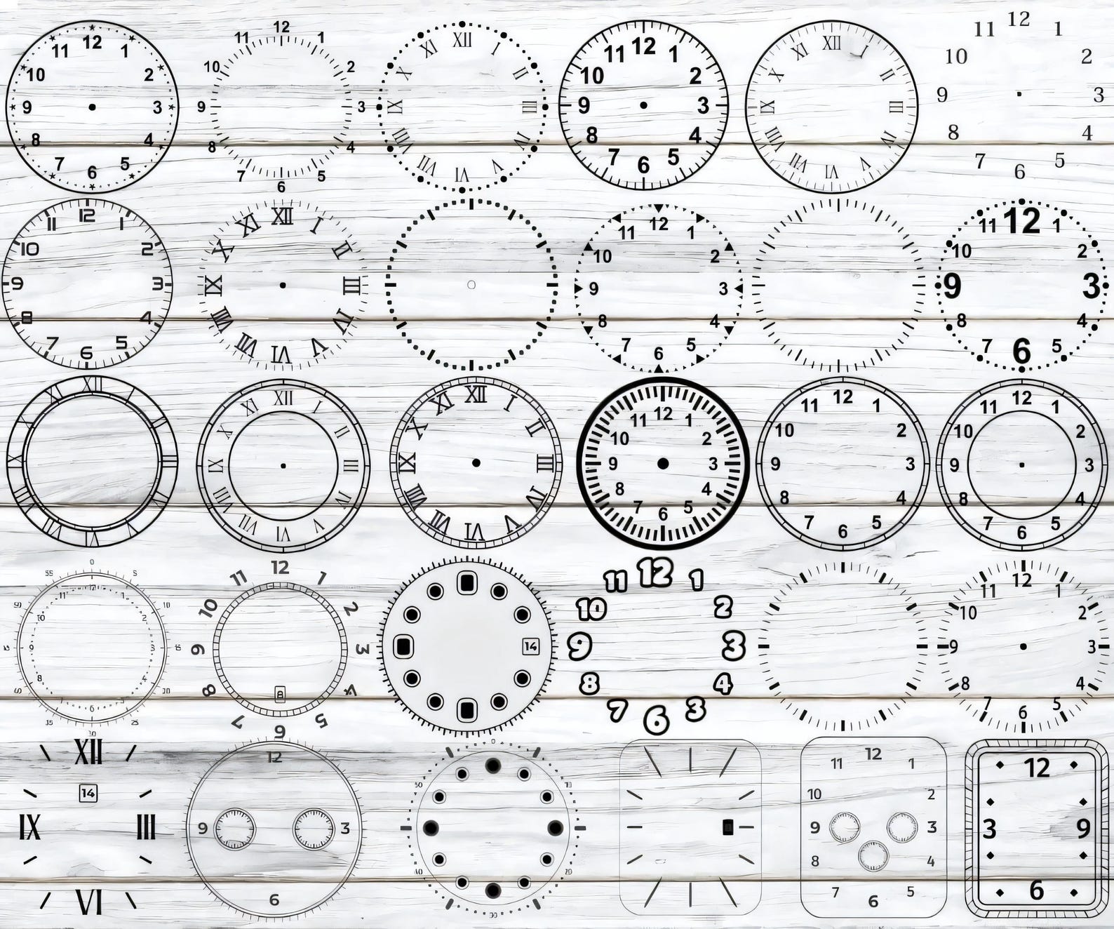 Clock Face Svg, Old Clock Face Svg, Modern Clock Face Design Bundle ...