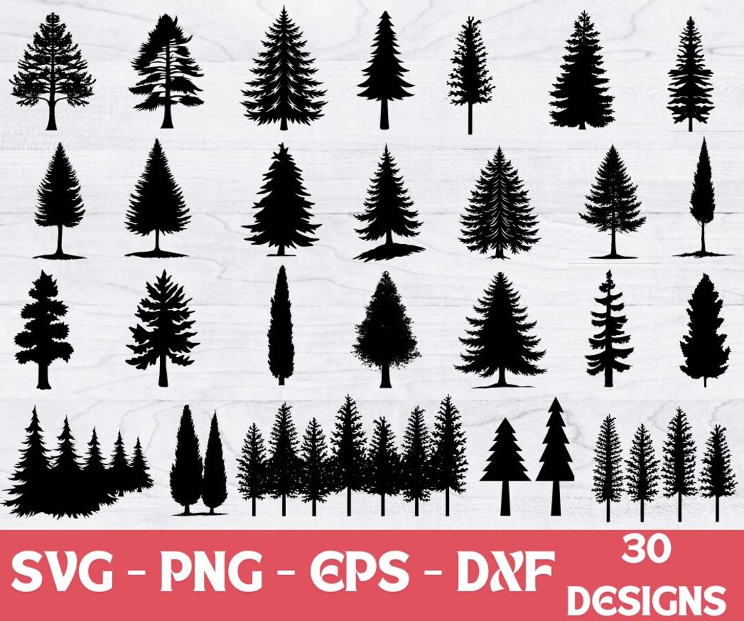 Pine Tree Svg Bundle, Pine Tree Svg, Pine Tree Silhouette SVG, Mountain ...