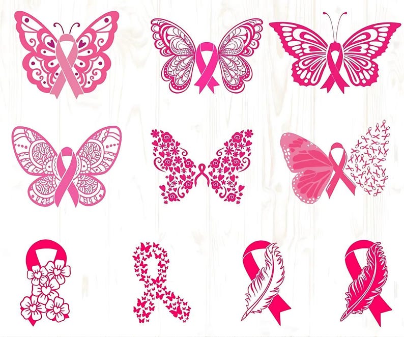 Butterfly Awareness Ribbon SVG | Cancer Butterfly SVG | Butterfly ...