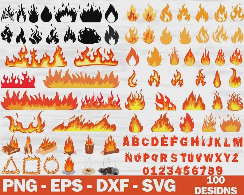Fire SVG Bundle, Fire Clipart, Fire Svg Files, Fire Flames Svg, Flames ...