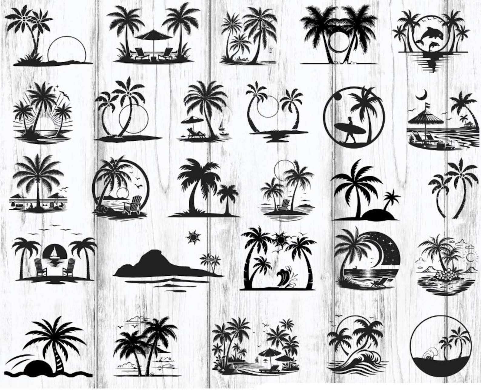 Beach Scene SVG Bundle: Tropical Island Cut Files (digital Download) - Etsy