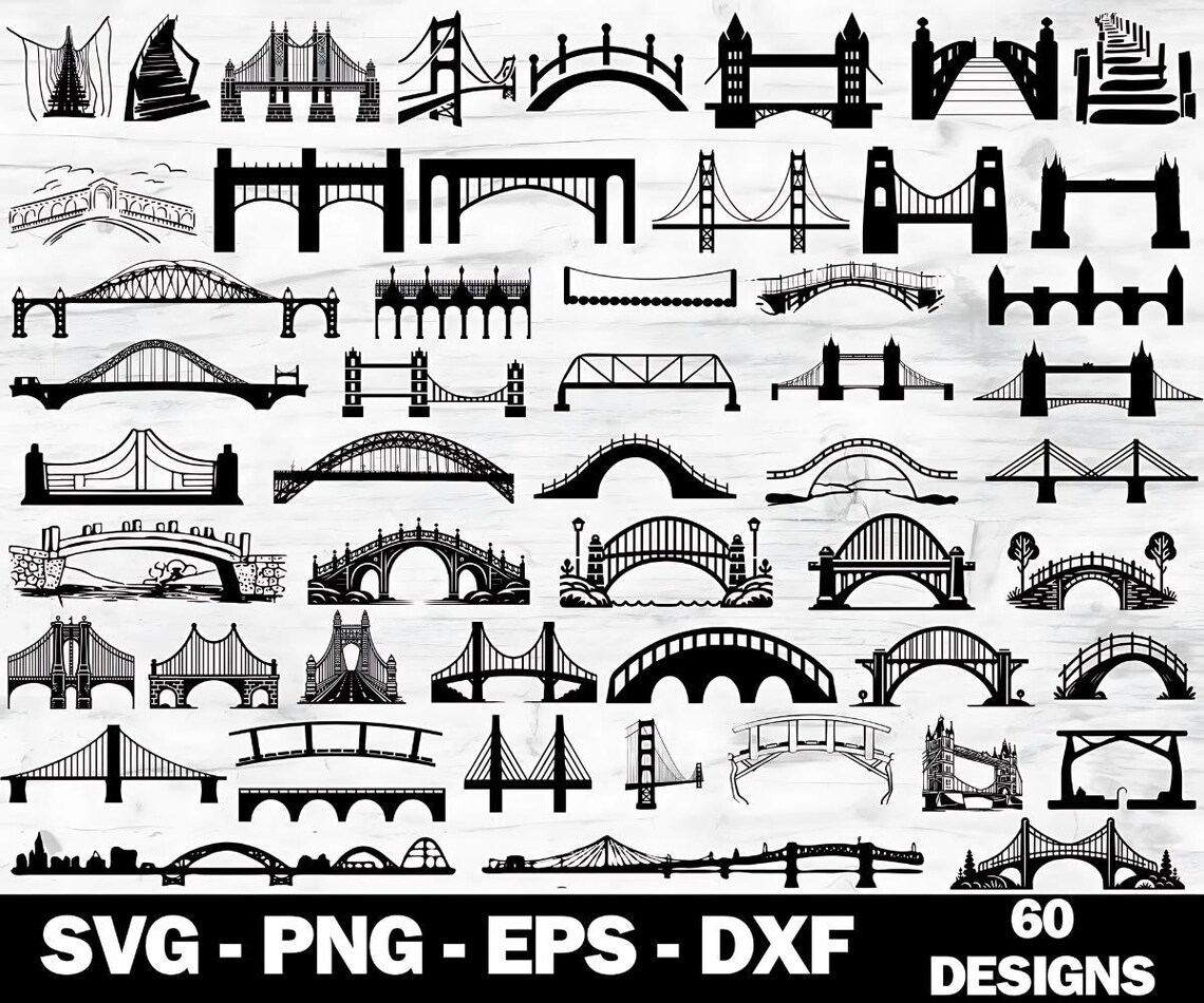 Bridge Svg Bundle, Bridge Png, Wooden Bridges Clipart, Path Dxf ...