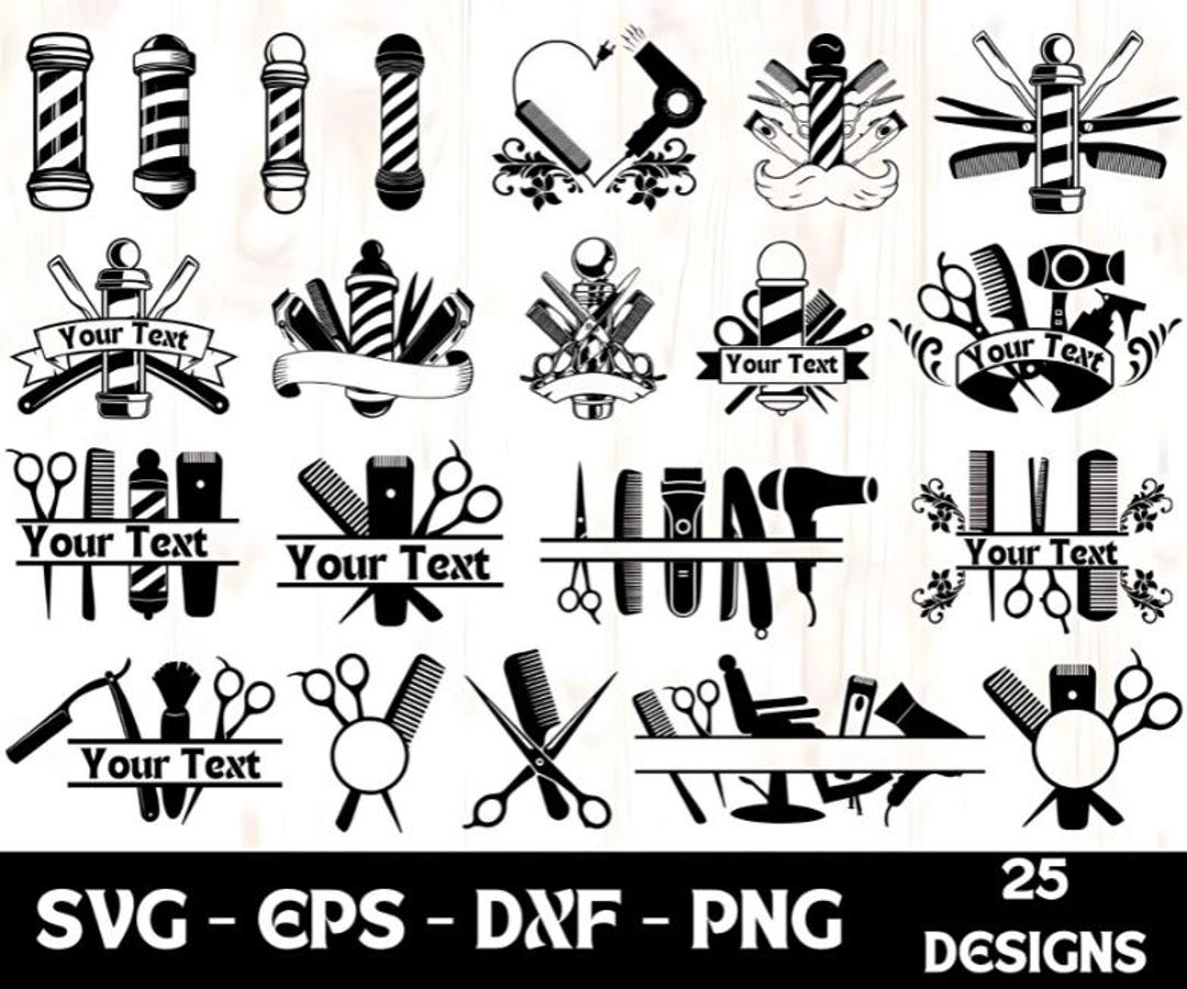 Barbershop Logo SVG Bundle, Barber Shop Svg, Barber Logo Svg, Hair ...