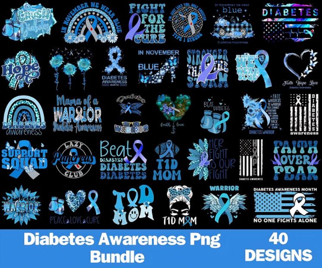 40+ Diabetes Awareness Designs Bundle Png, Diabetes Png, Blue Ribbon ...