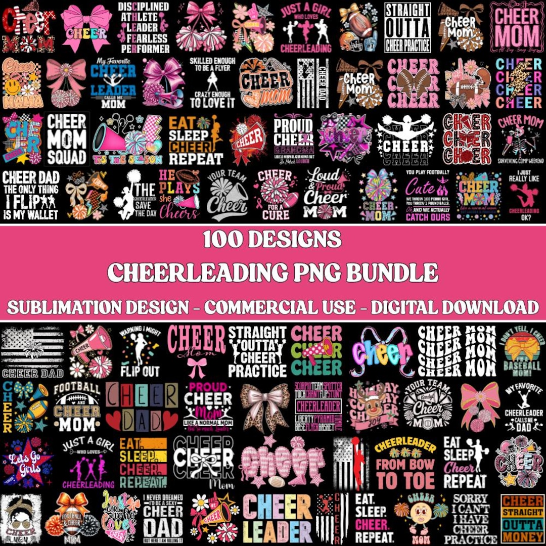 100+ Cheerleader PNG Bundle, Cheerleading Shirt Designs, Cheer Bow ...