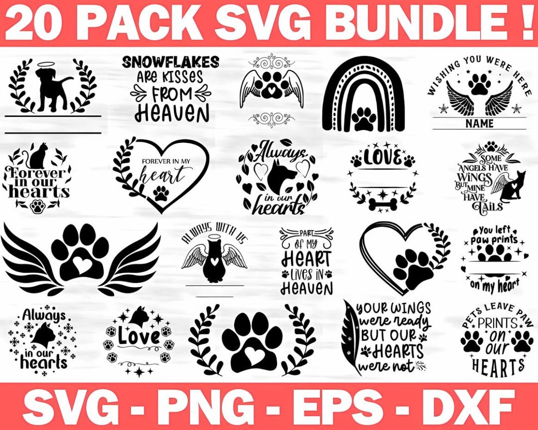 Pet Memorial SVG Bundle – Dog Angel, Remembrance Ornaments and Animal ...
