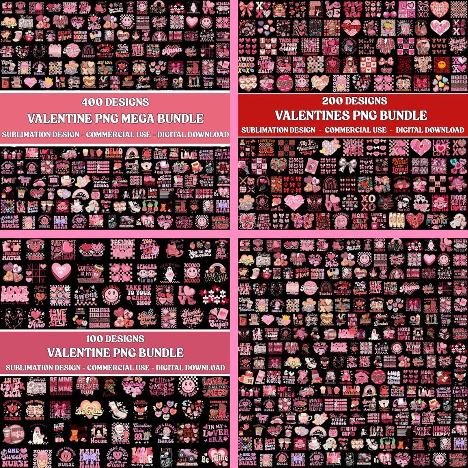 1000+ Valentine PNG Mega Bundle: Quotes, Glitter, Love Xoxo, Teacher ...