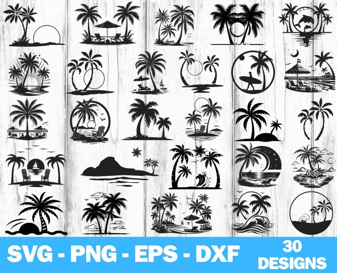 Beach Scene SVG Bundle: Tropical Island Cut Files (digital Download) - Etsy
