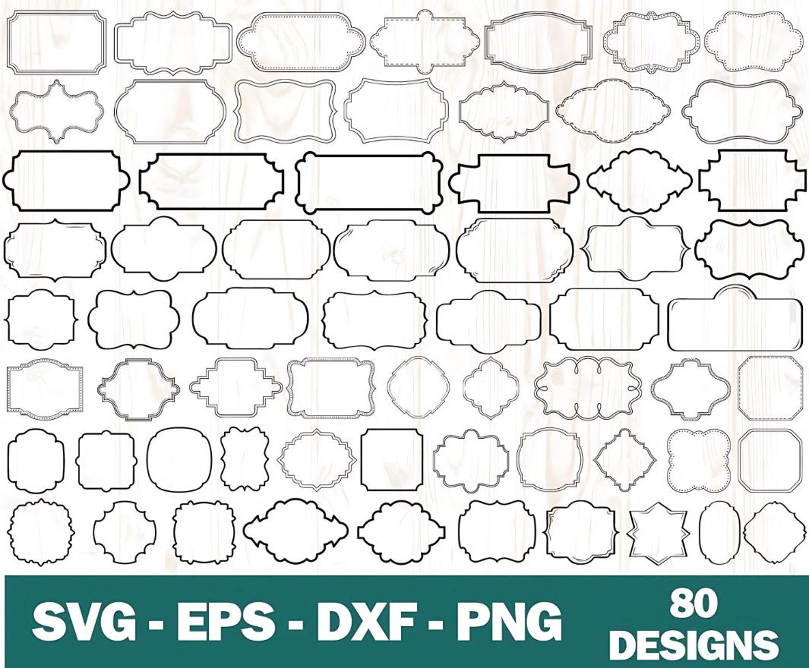 Label Frames Svg Bundle, Frame Clipart, Label Frame Clipart, Vintage ...
