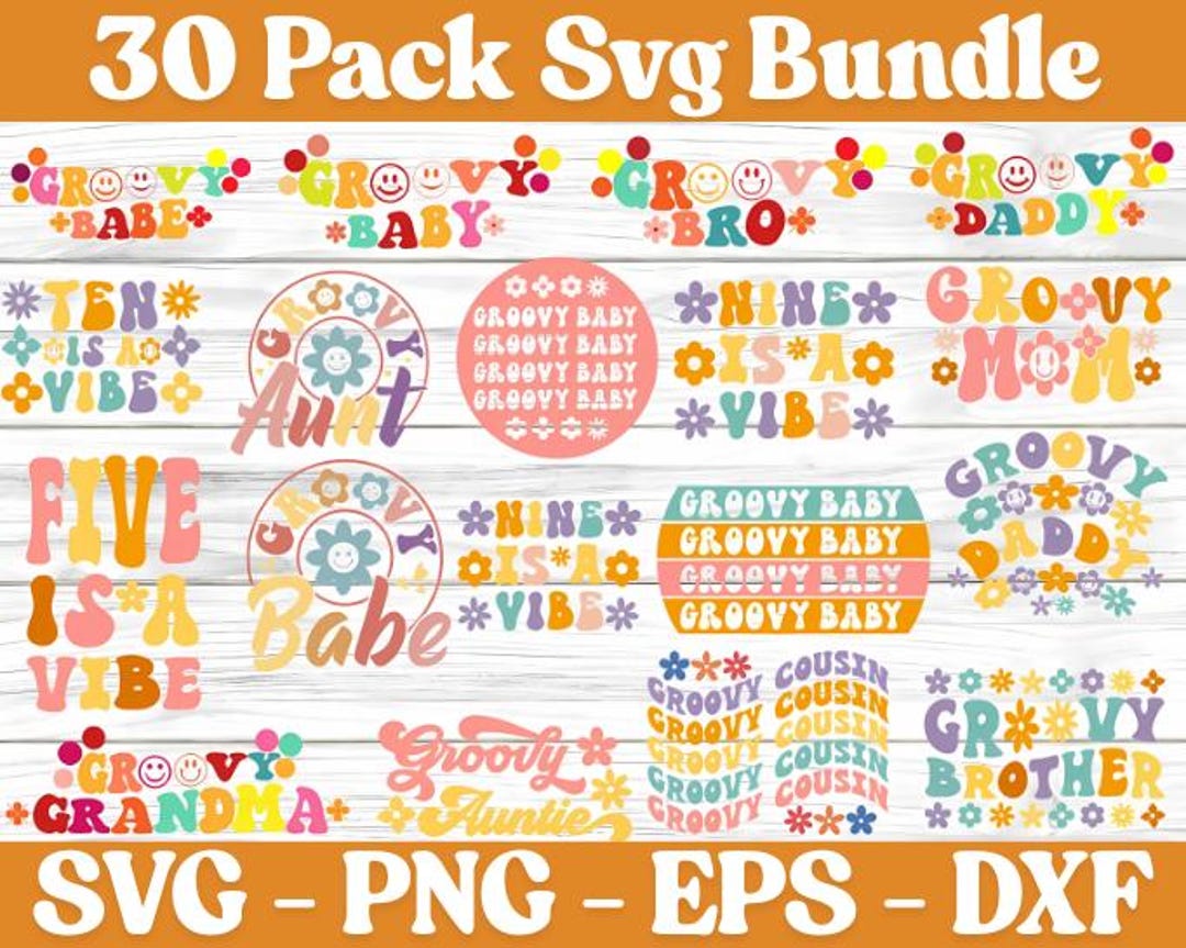 Groovy Family SVG Bundle, Retro Family Svg, Groovy Birthday Svg ...