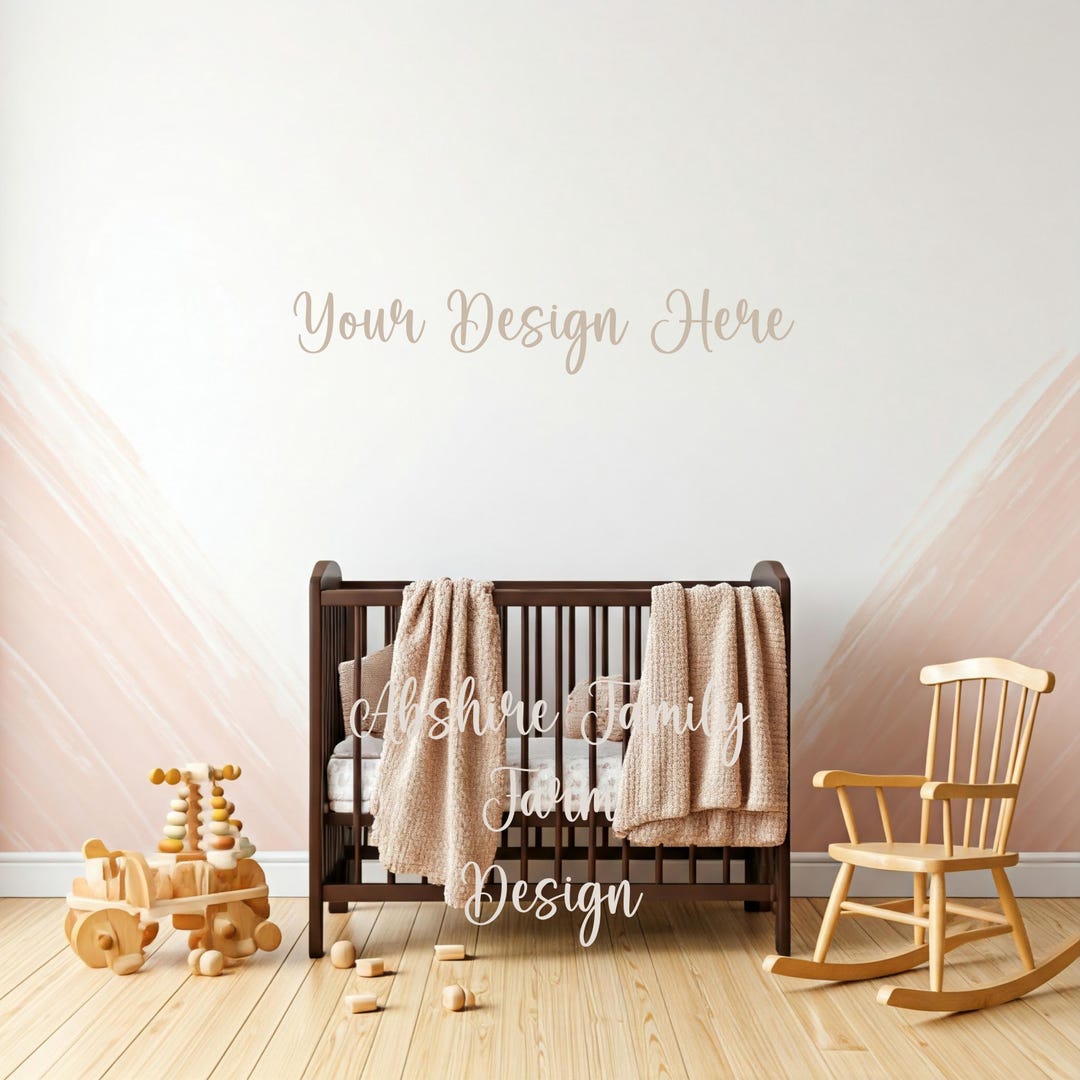 5 Nursery Blank Wall Crib Mockup Bundle Set of 5 Abstract Crib Blank ...