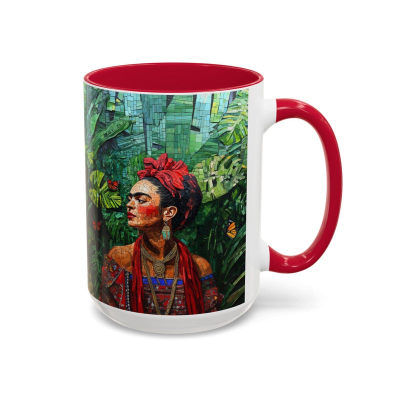 Frida Kahlo Stylized Art Mug, Colorful Mexican Heritage Coffee Cup ...