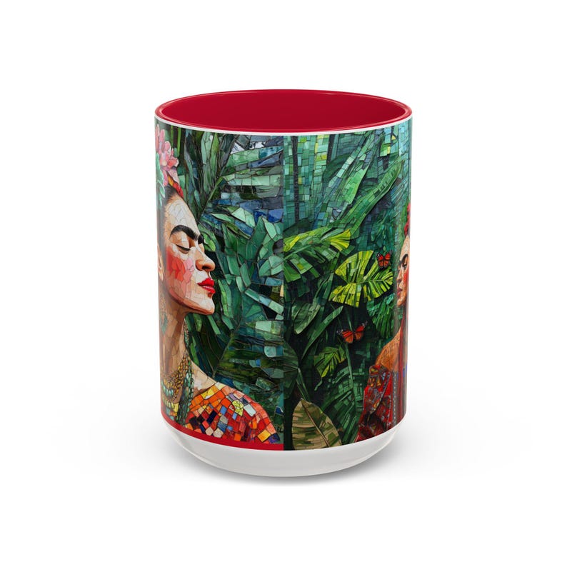 Frida Kahlo Stylized Art Mug, Colorful Mexican Heritage Coffee Cup ...