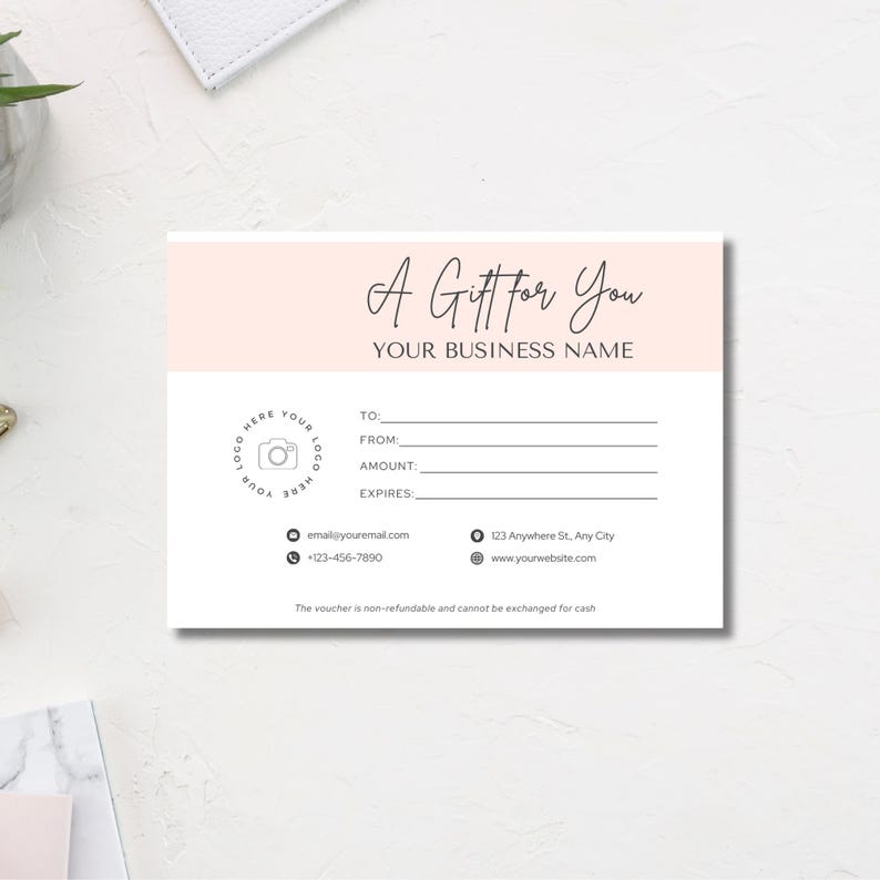 Gift Certificate Template, Gift Card Editable, Business Gift Card ...
