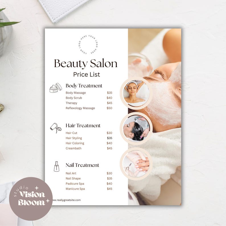Editable Beauty Salon Price List Template, Beauty Menu Design ...