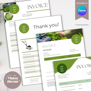 Lawn Care Invoice Template | Editable Business Invoice | Green ...