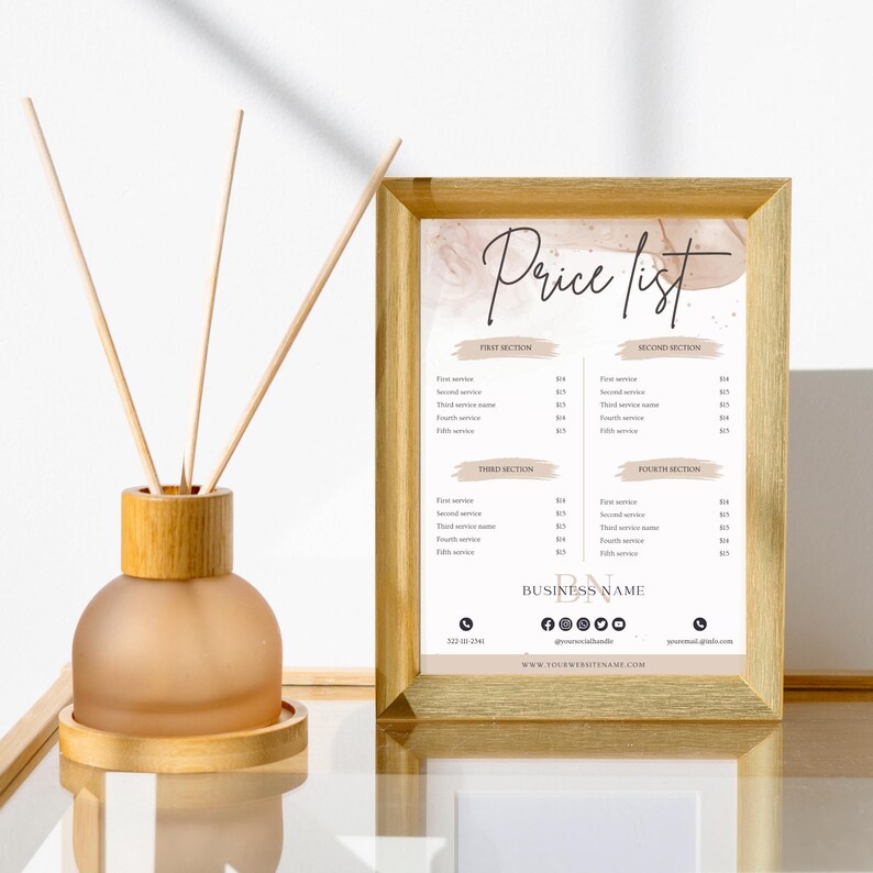 Editable Price List Template | Printable Price List for Business ...