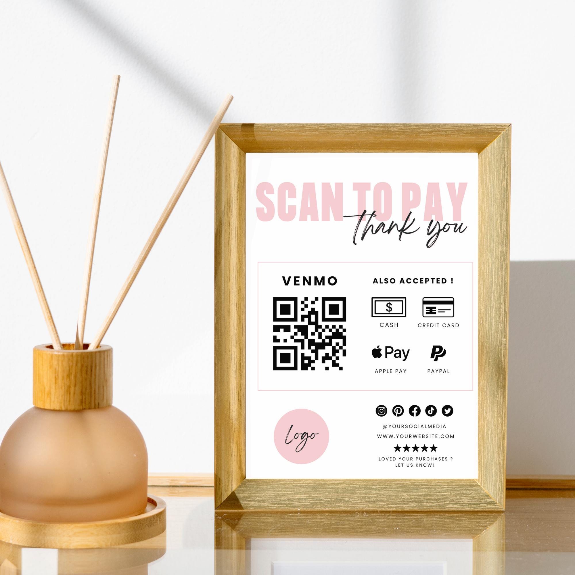 Editable Payment Template, Scan to Pay Sign, Venmo Payment QR Template ...