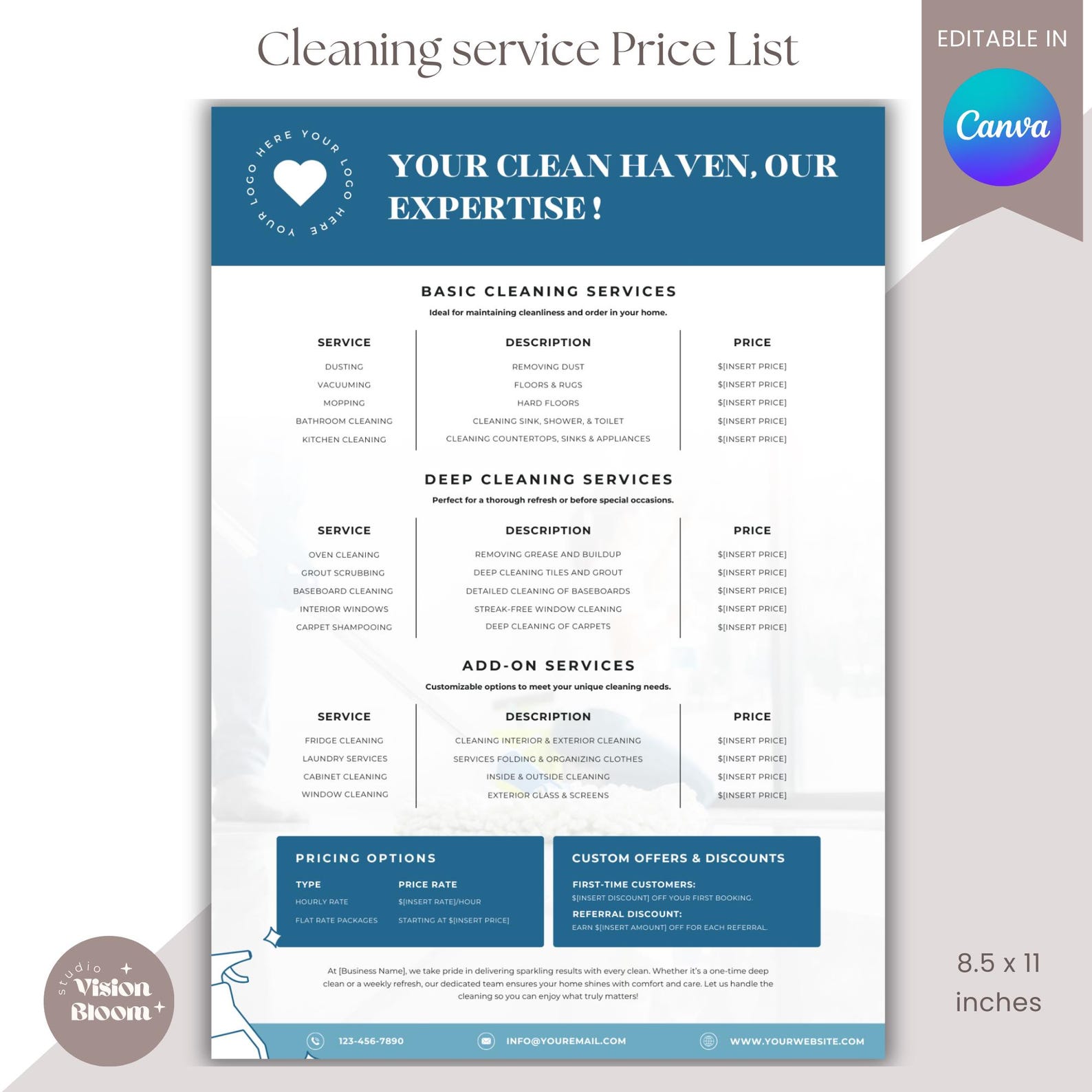 Editable Cleaning Service Price List Template | House Cleaning Flyer ...