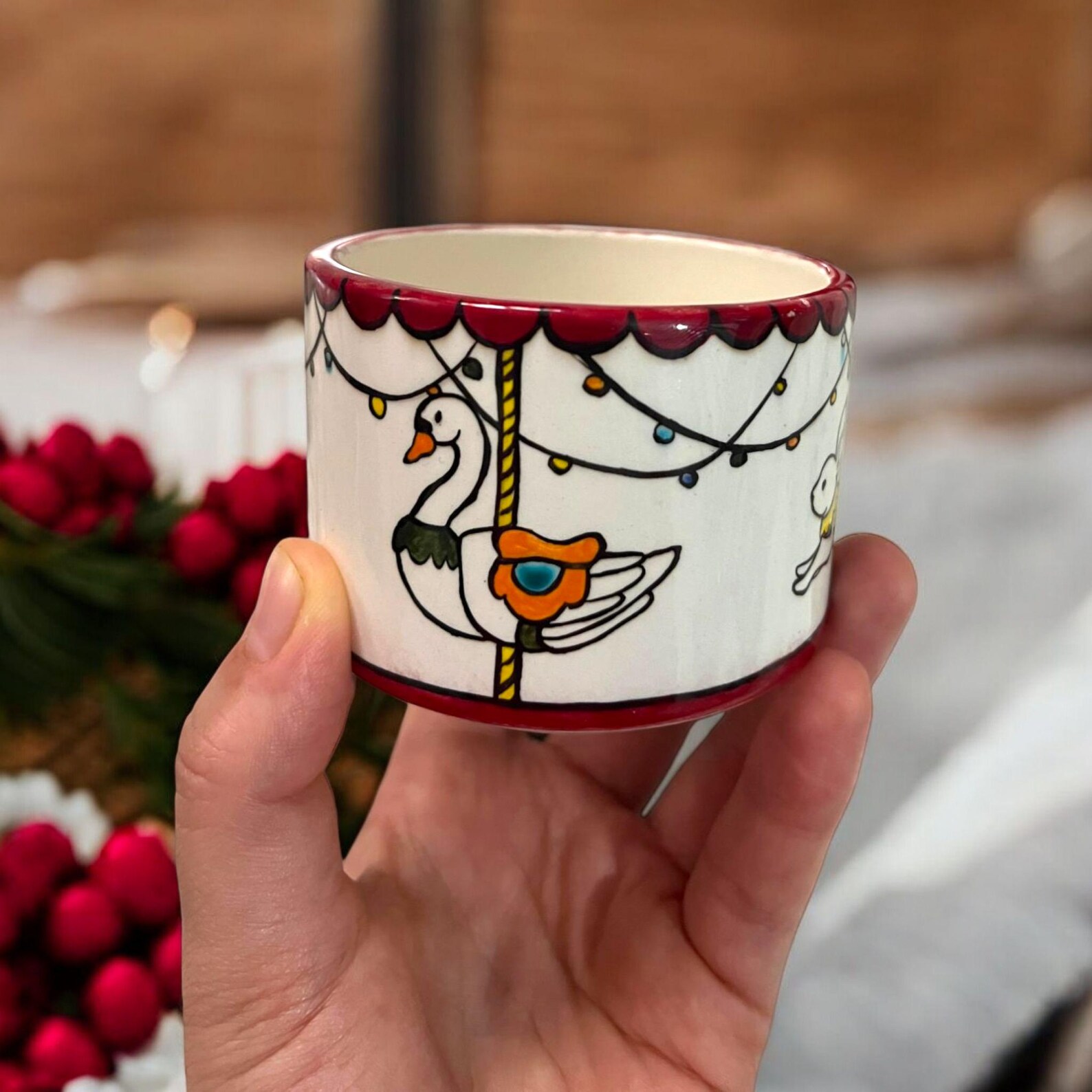 Handmade Carousel Ceramic Jar | Lidded Hand-painted Turkish Pottery ...