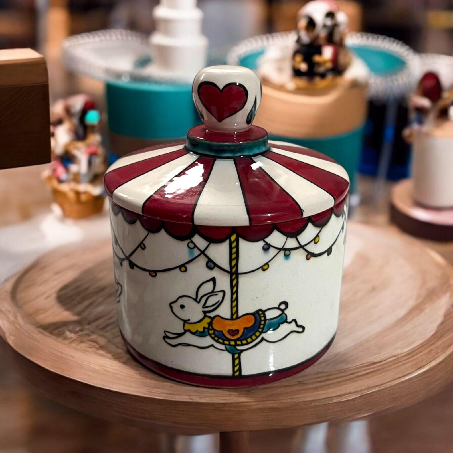 Handmade Carousel Ceramic Jar | Lidded Hand-painted Turkish Pottery ...