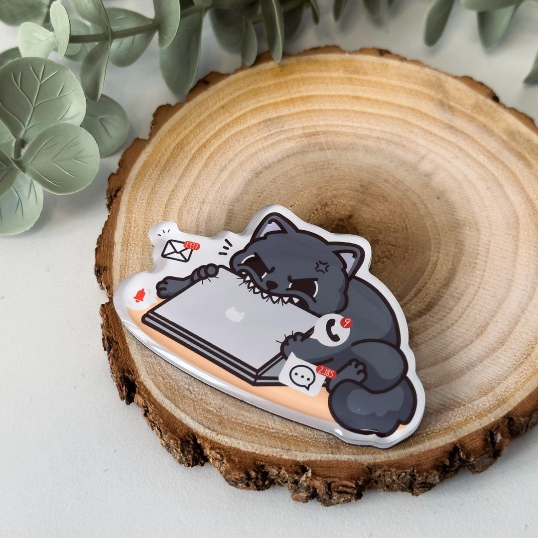 Funny Cat Magnet - Work Life Bubu - Etsy