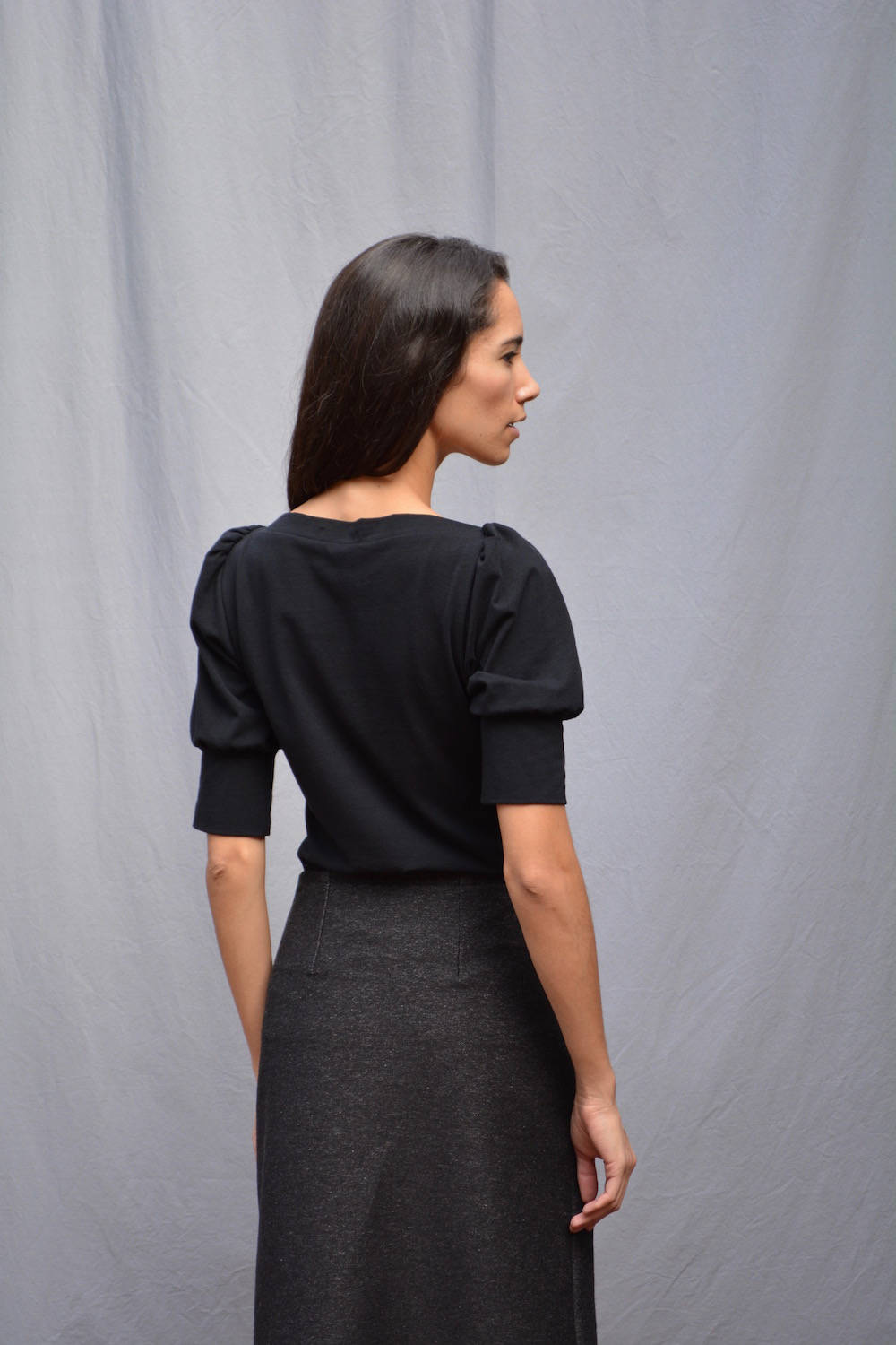Folded Top, Women's Top, Cotton Jersey, Folded Detail, Puff Sleeves ...