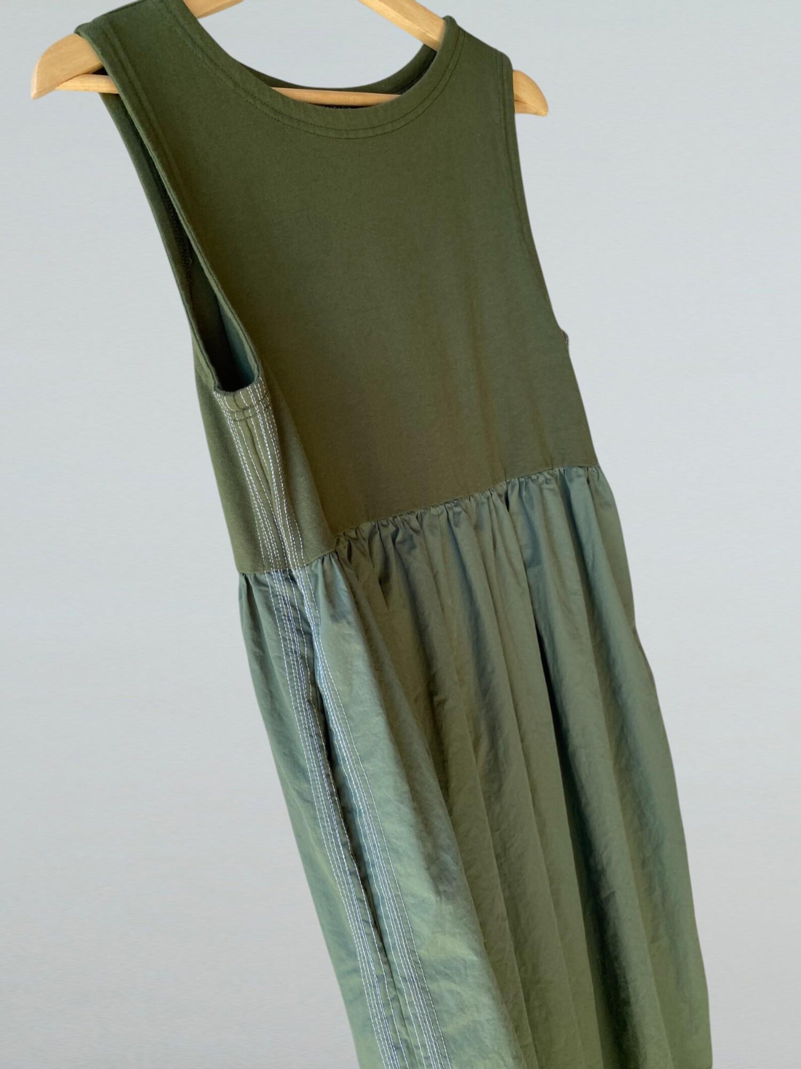 Clea Dress, Green, Mixed Media, Cotton, Midi- Made to Order - Etsy
