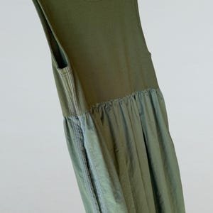 Clea Dress, Green, Mixed Media, Cotton, Midi- Made to Order - Etsy
