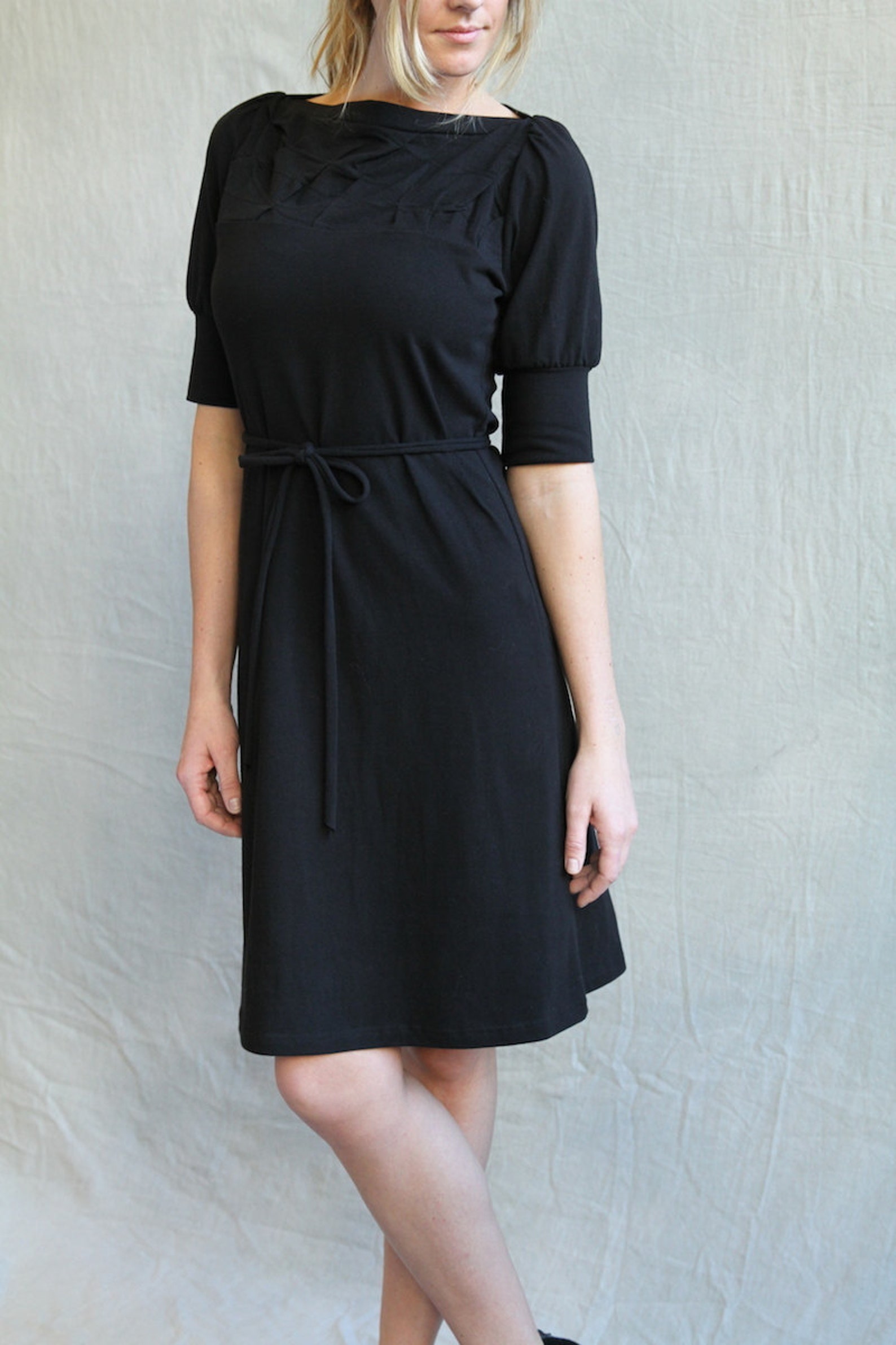 Folded Dress, Cotton Jersey, Puff Sleeve Dress, Classic Style, Belted ...