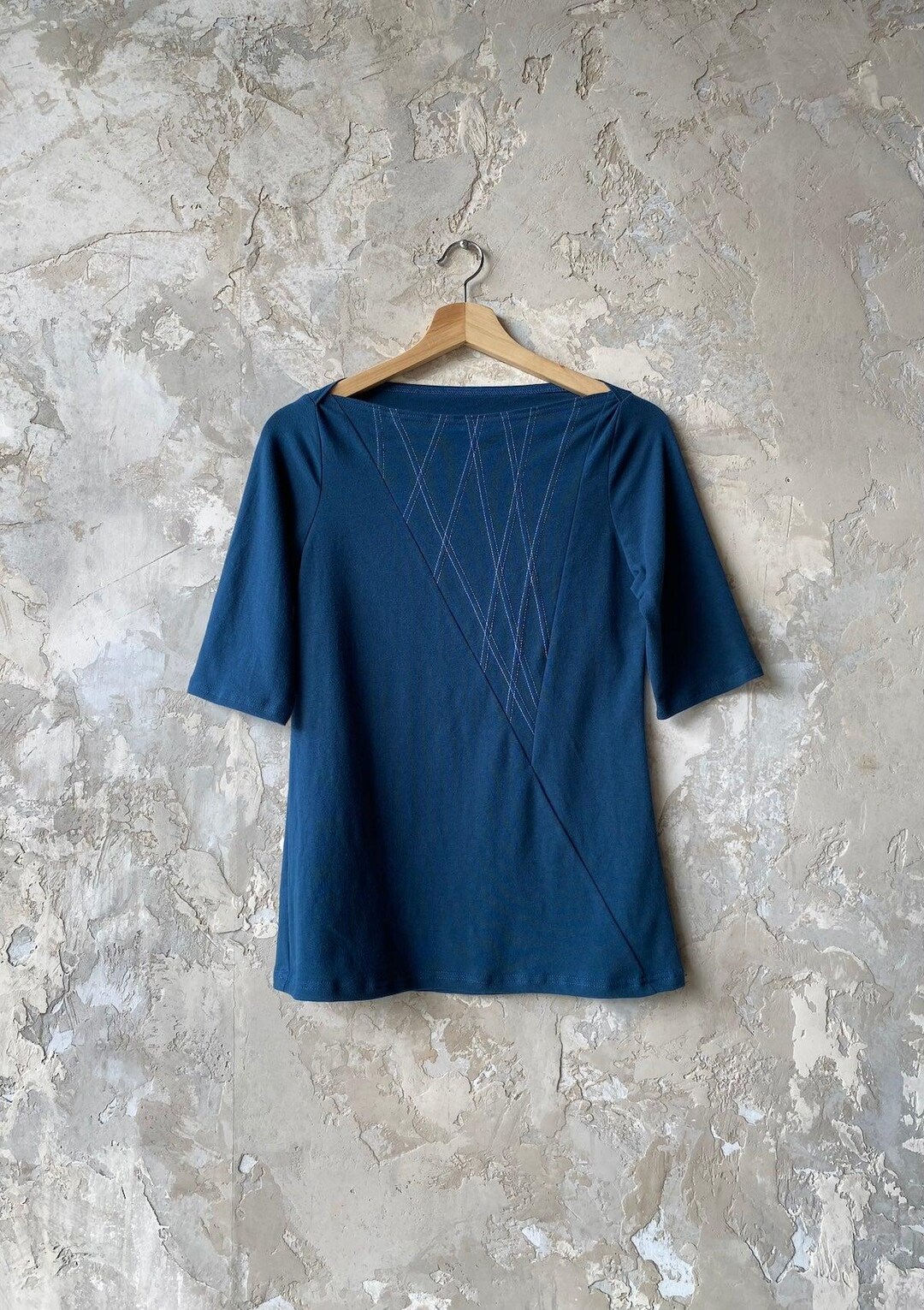 Small, Triangle Top Mid Sleeve, Teal, Cotton Jersey - Ready to Ship - Etsy