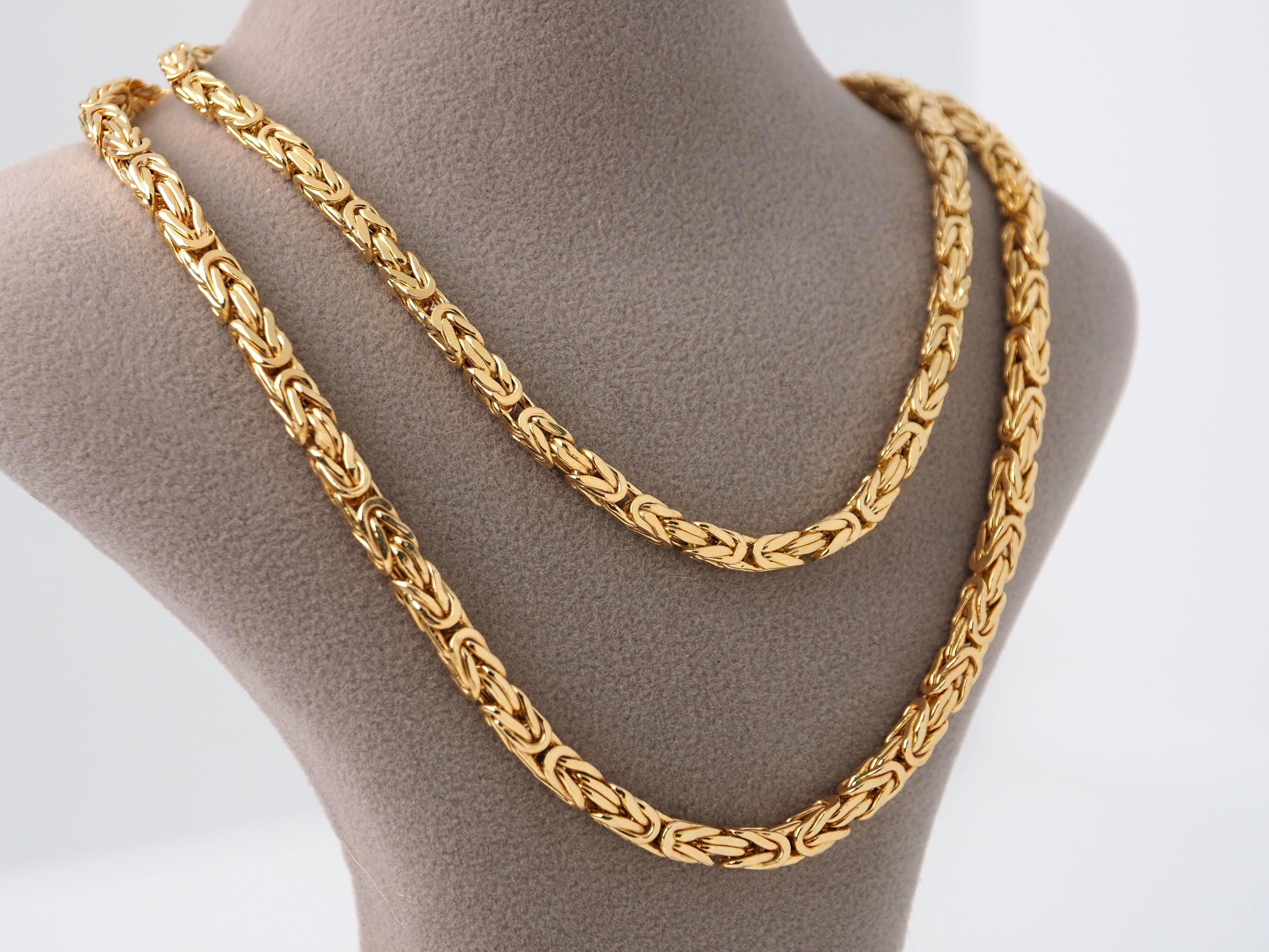 14k Gold Byzantine Chain Necklace, 14k Gold Byzantine 3.5mm - 4mm Thick ...