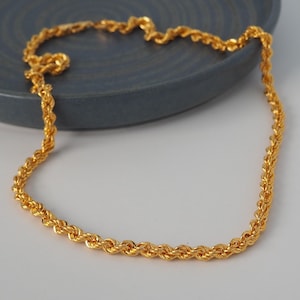 22k Gold Rope Chain Necklace, Gold Rope Chain Necklace, 5mm Thick Rope ...