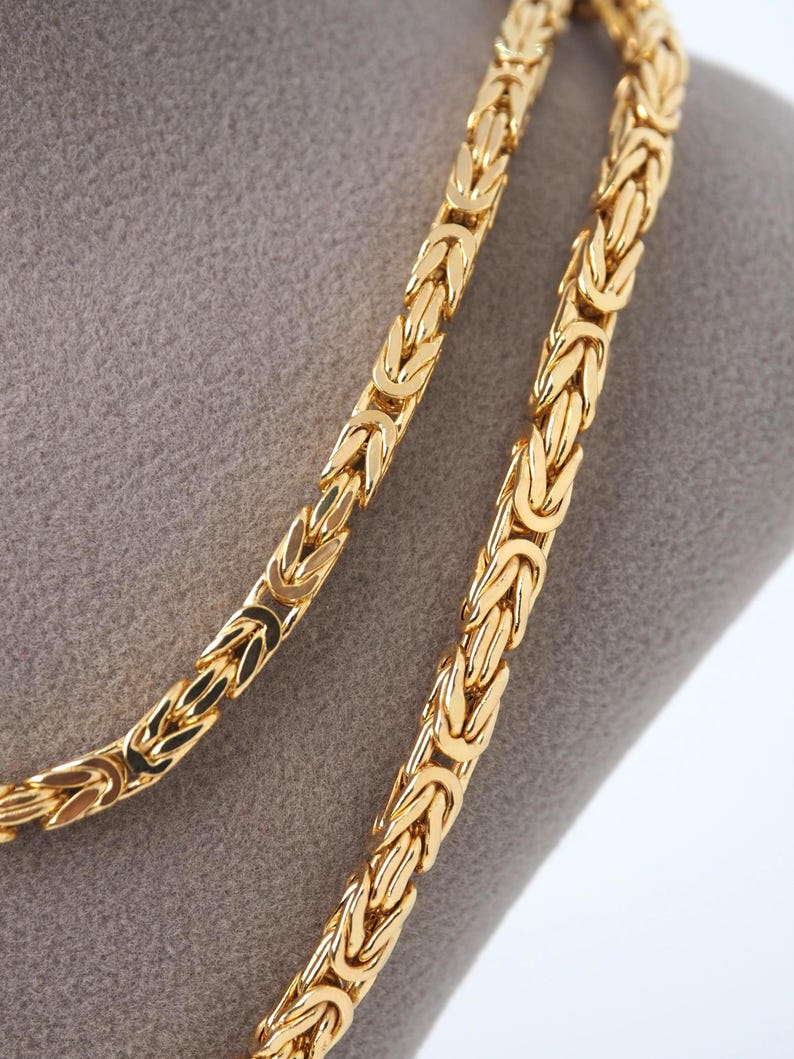 14k Gold Byzantine Chain Necklace, 14k Gold Byzantine 3.5mm - 4mm Thick ...