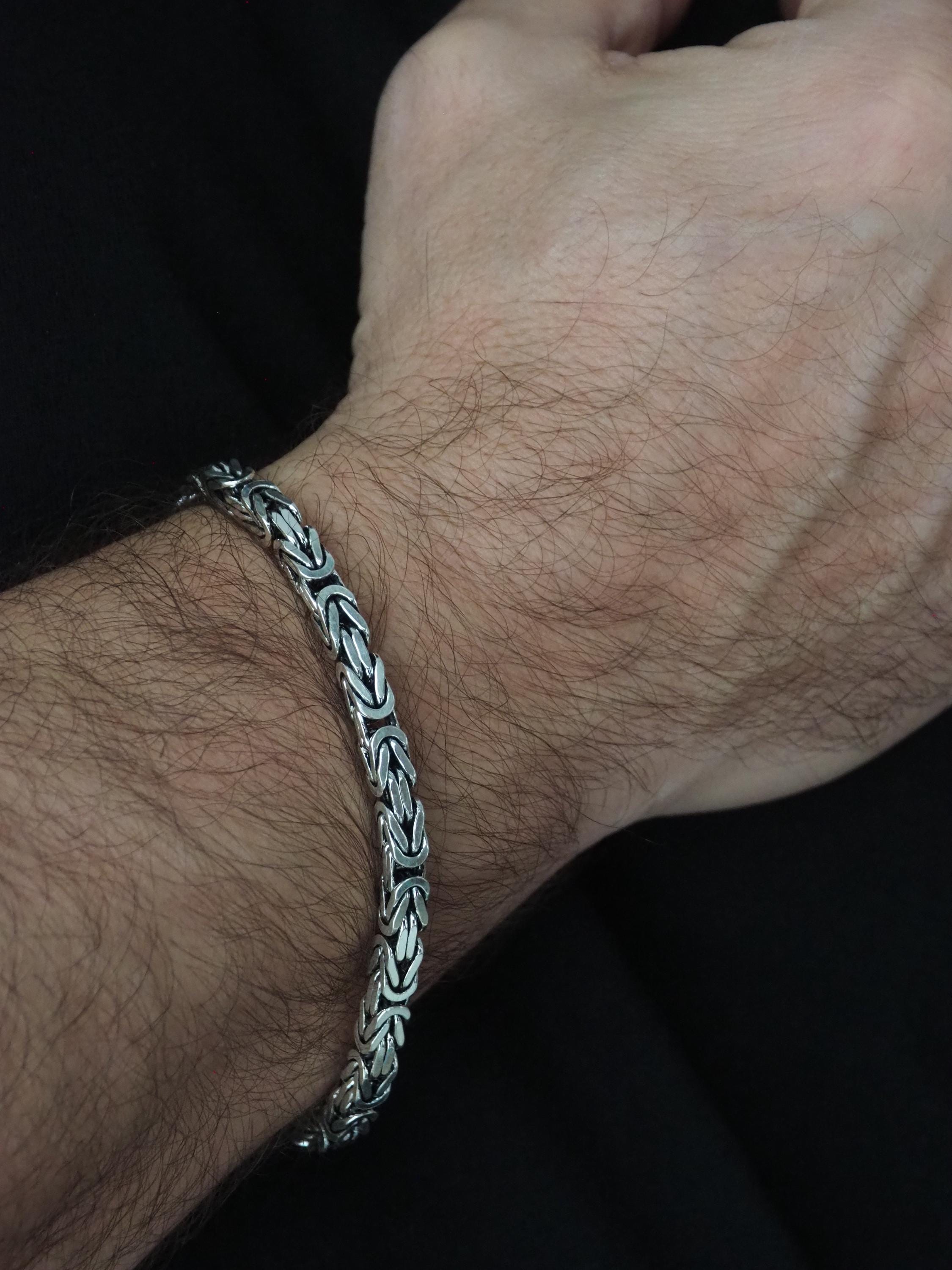 Sterling Silver Byzantine Bracelet, 4MM - 4.5MM - 5.5MM Square King ...