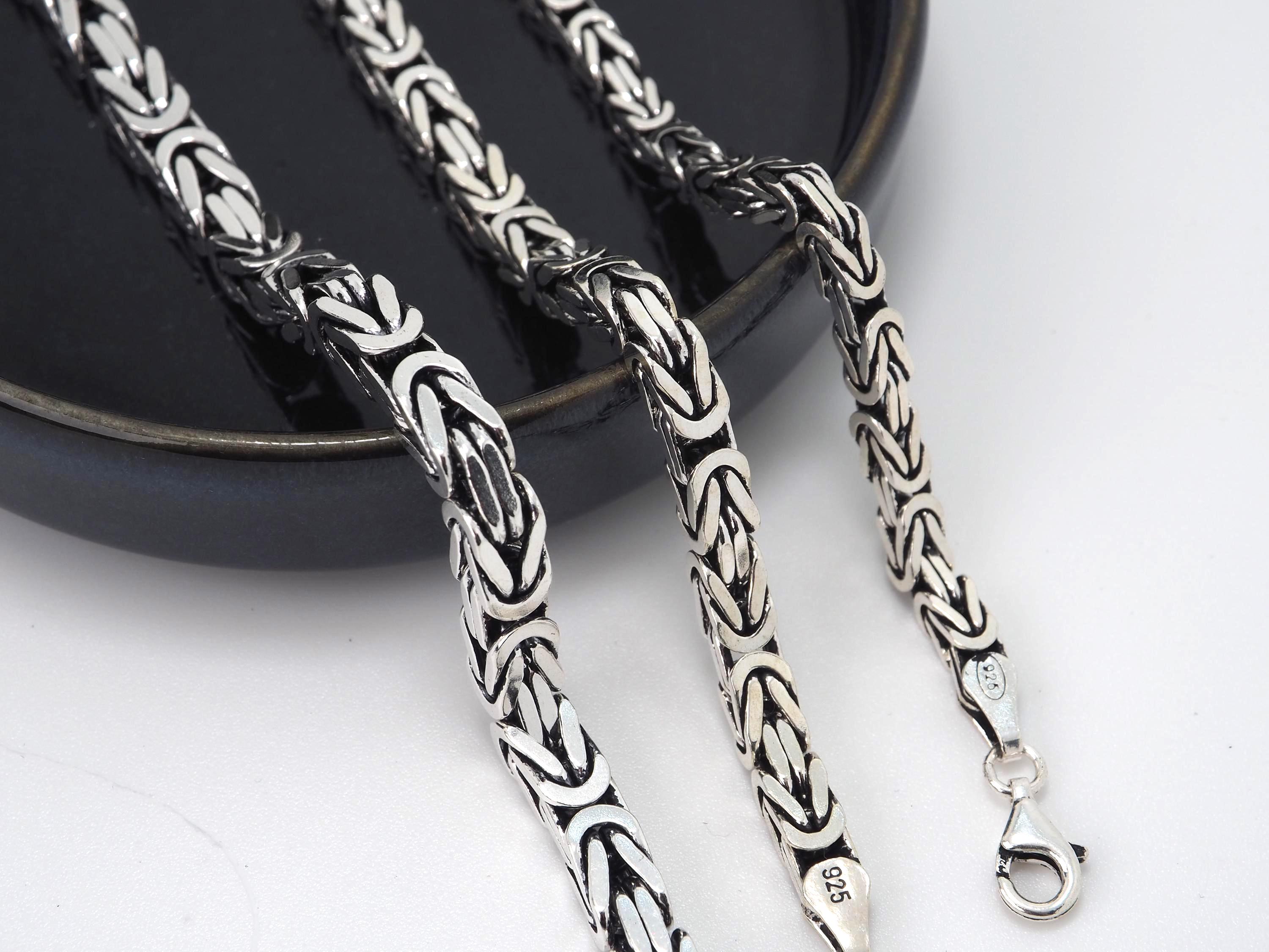 Sterling Silver Byzantine Bracelet, 4MM - 4.5MM - 5.5MM Square King ...
