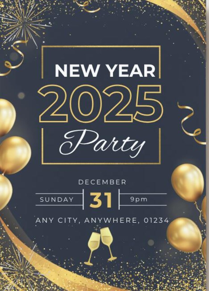 2025 New Year's Party Invitation - Etsy