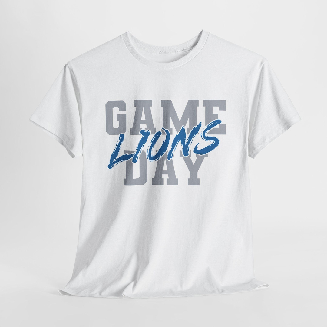 GAME DAY Detroit Football Shirt, Lions Fan Tee, Blue and Silver Game ...